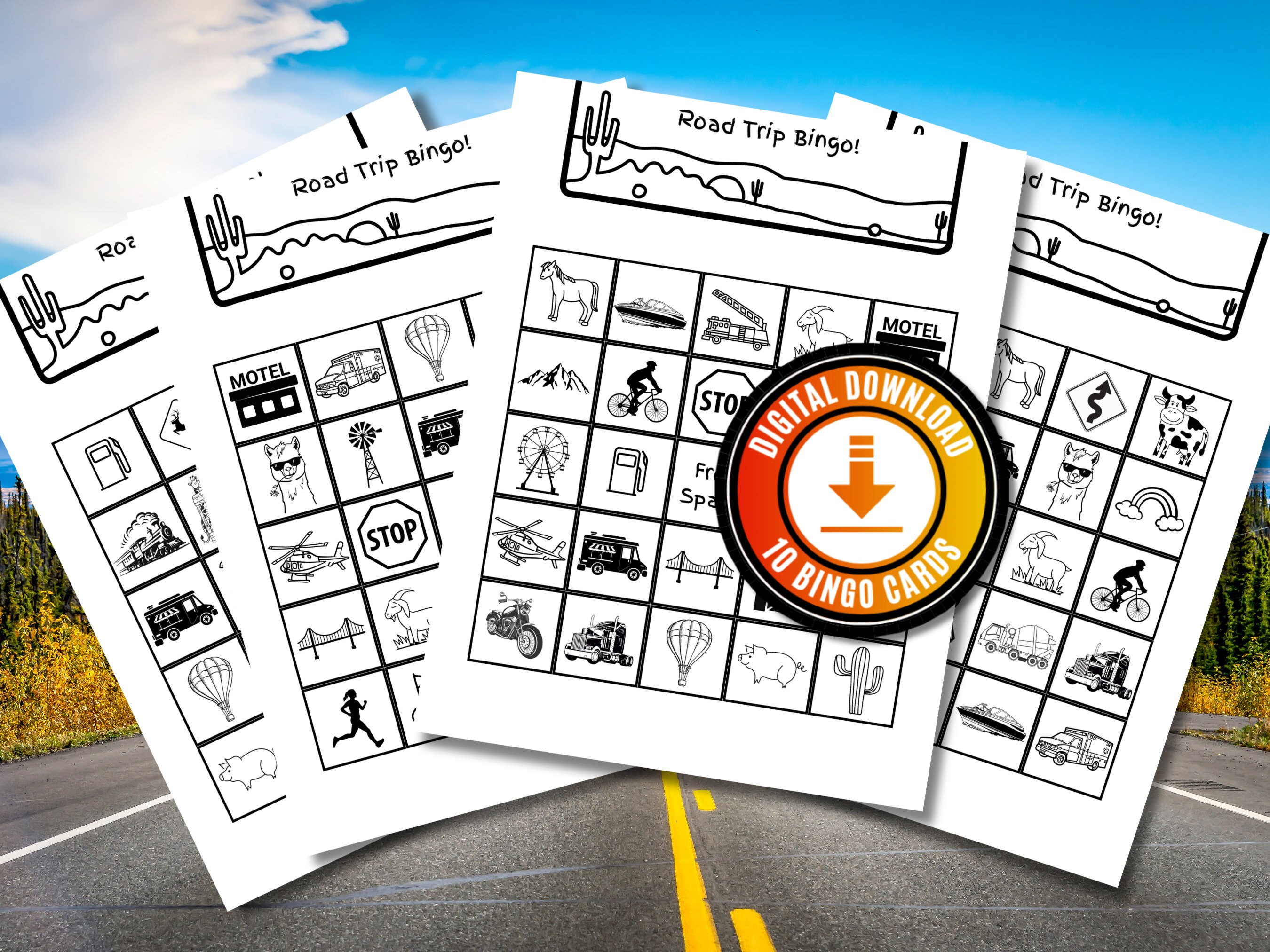 Road Trip Bingo Printable Activity for Kids Fun Road Trip Bingo Cards ...