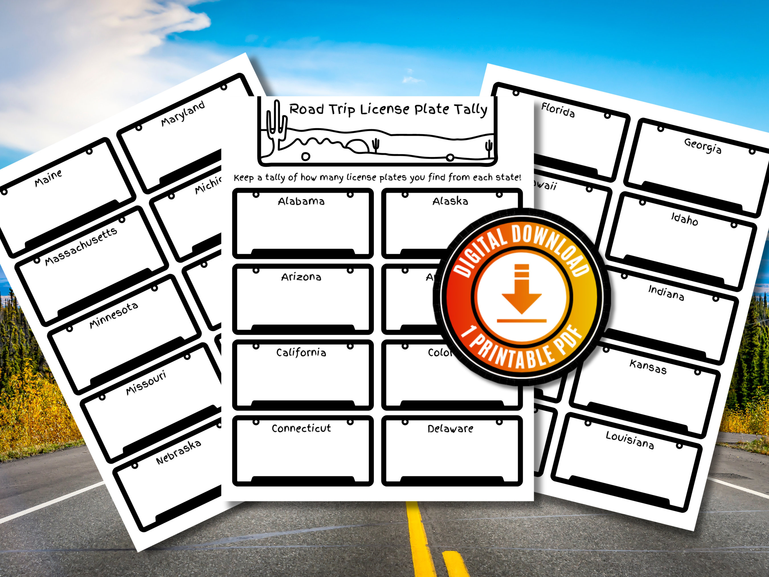 Road Trip License Plate Game Printable Fun Road Trip Games for Kids ...