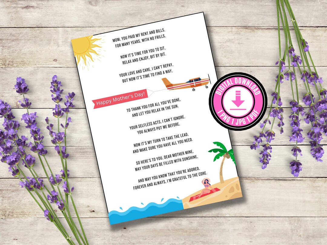 Heartfelt Mother's Day Poem Card: Printable Gift (digital Download) - Etsy