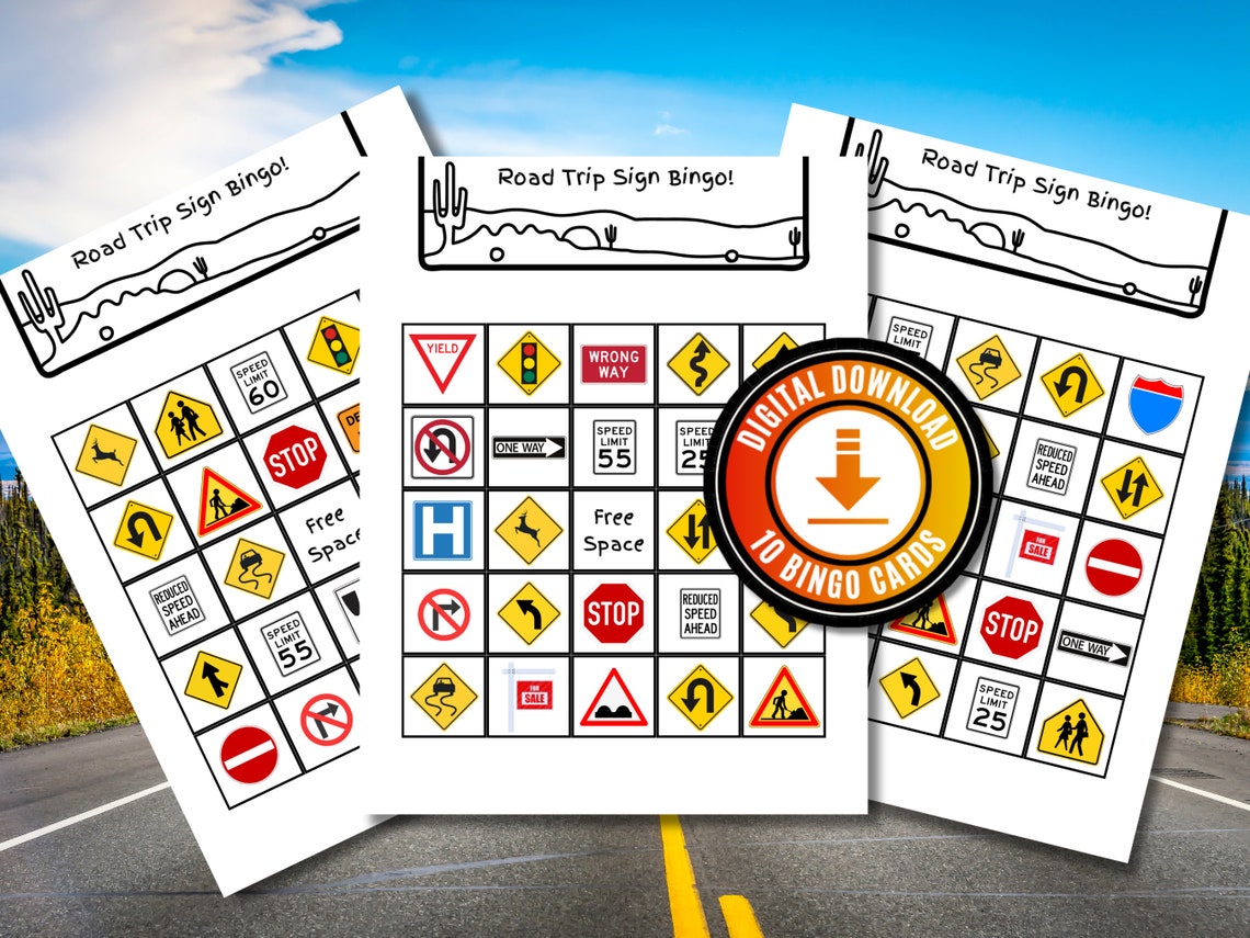 Road Trip Sign Bingo Printable Activity for Kids Fun Road Trip Bingo ...