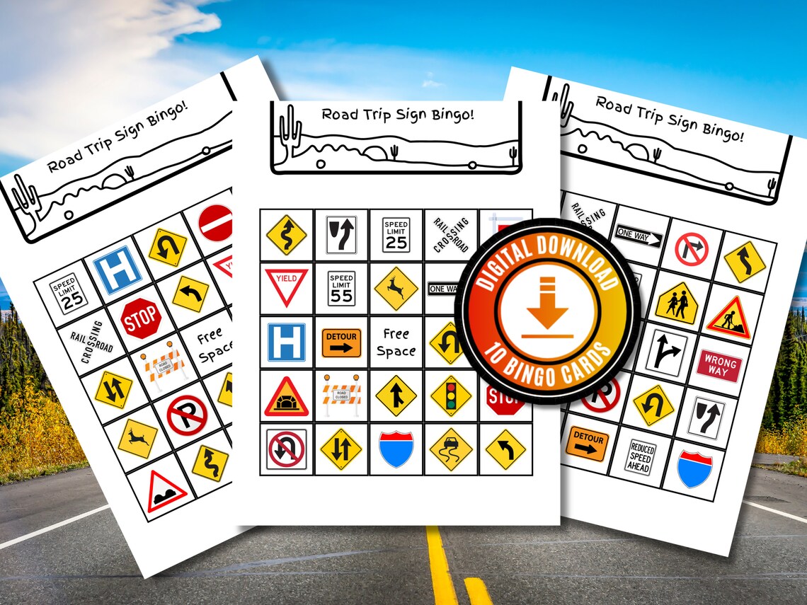 Road Trip Sign Bingo Printable Activity for Kids Fun Road Trip Bingo ...