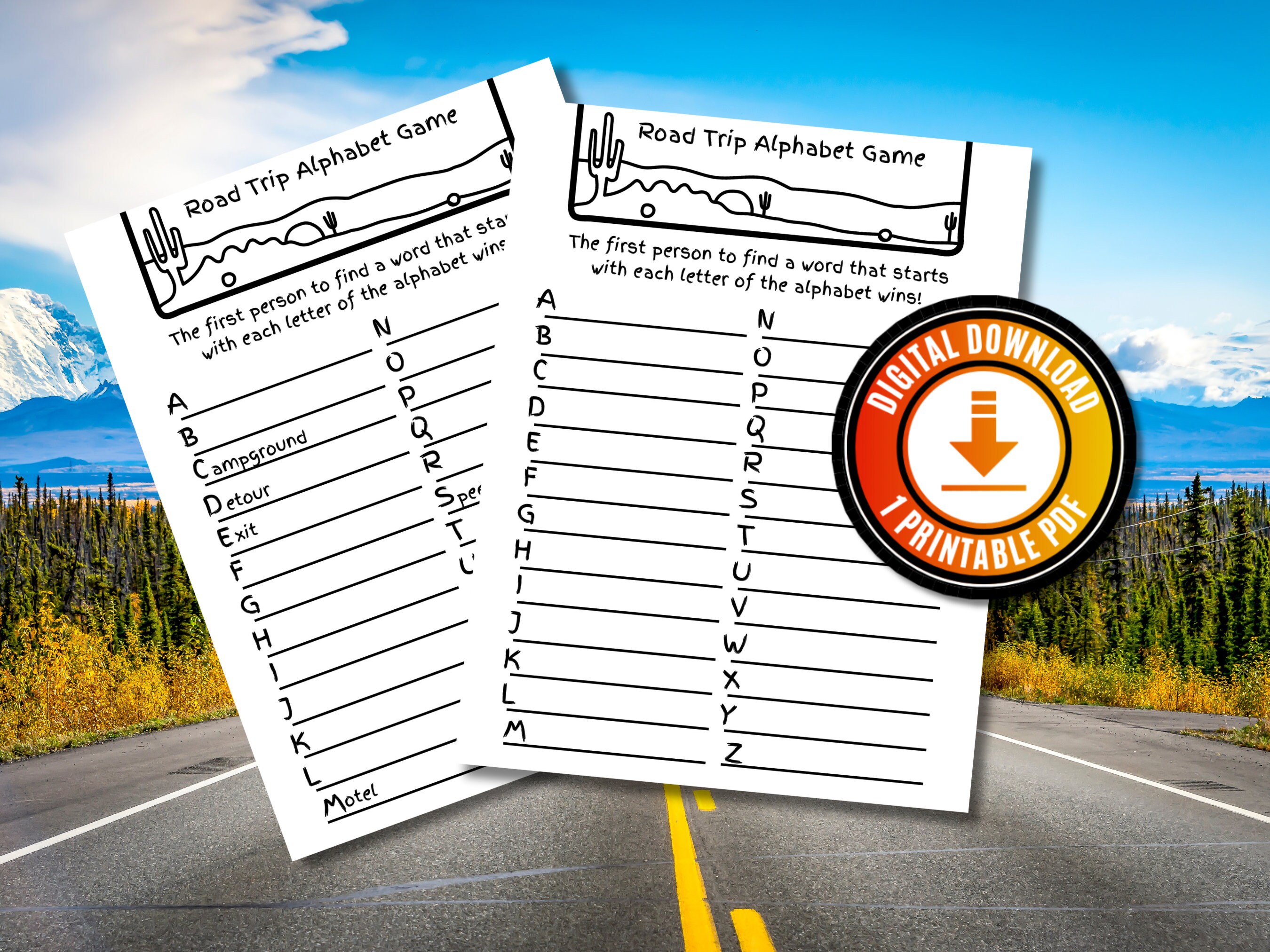 Road Trip Alphabet Game Printable Fun Road Trip Games for Kids Road ...