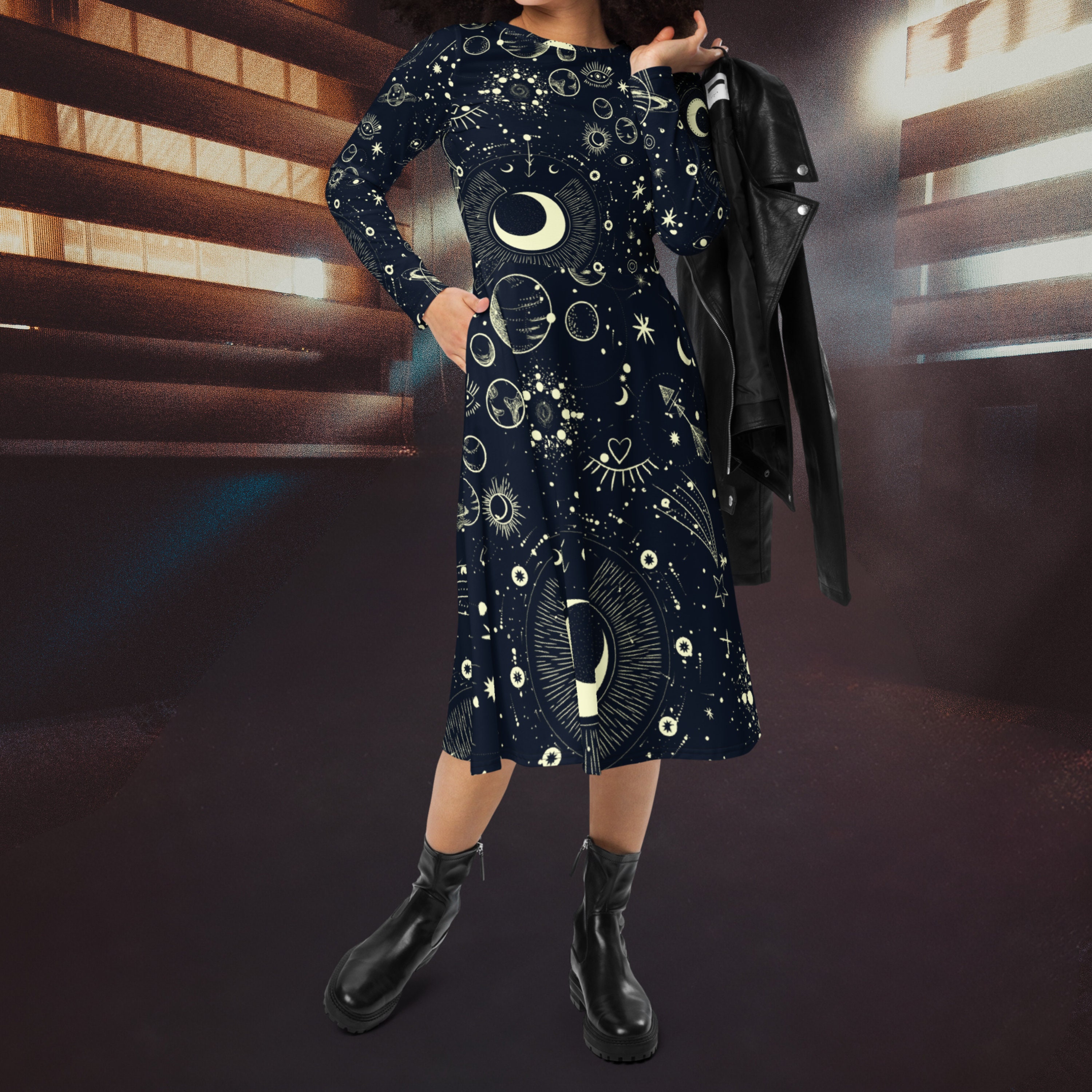Celestial Galaxy Witch Dress | Halloween Costume | Black Moon Dress ...