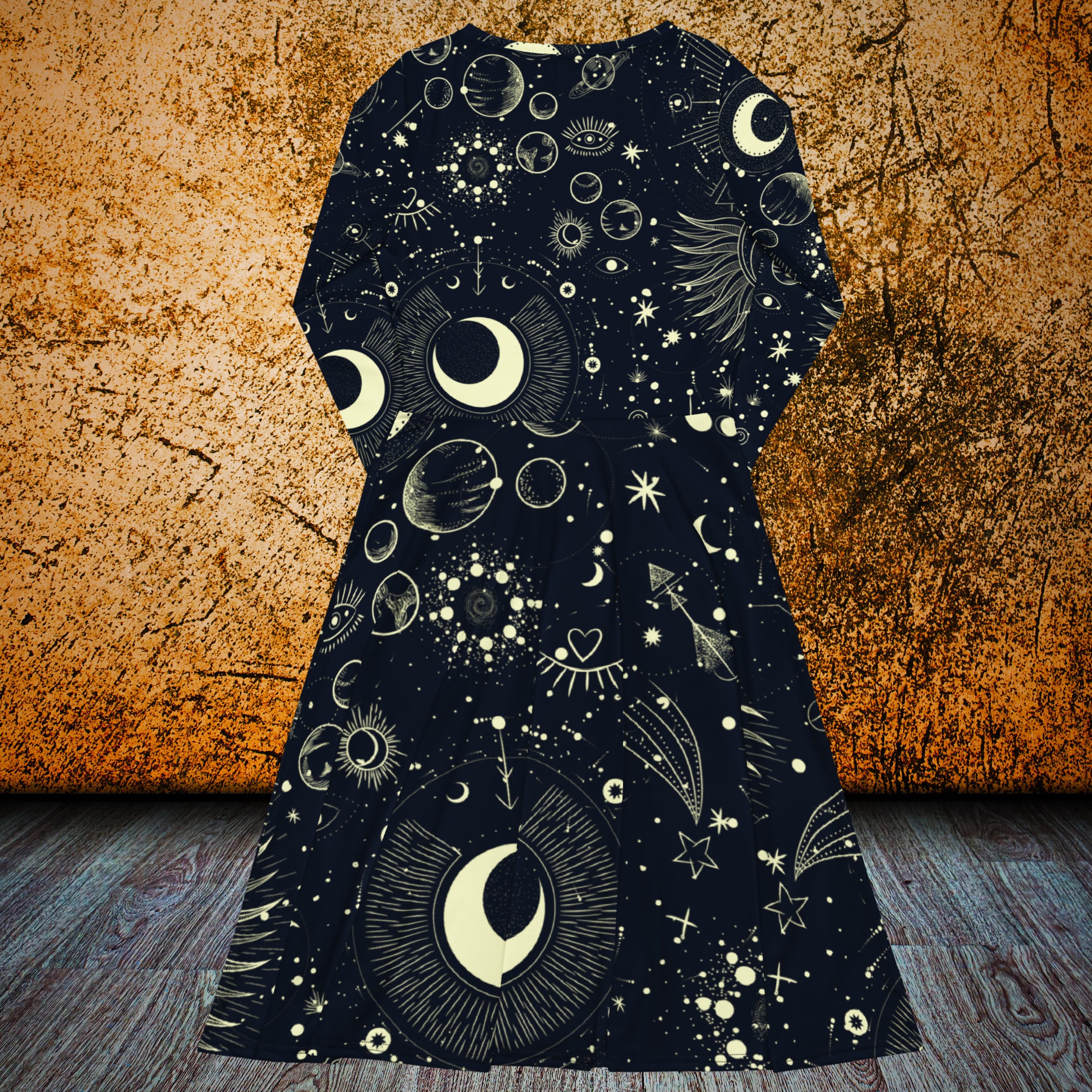 Celestial Galaxy Witch Dress Halloween Costume Black Moon Dress With ...