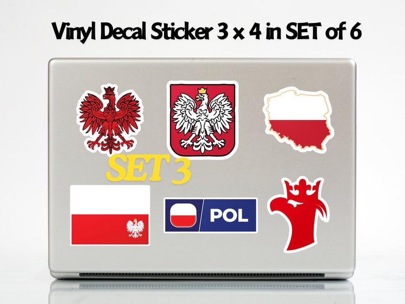 Polska Polish Eagle Orzel Vinyl Decal Sticker 3" X 4" SET of 3 and 6 ...