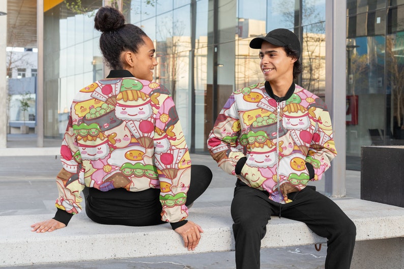 Sushi Kawaii Men's Bomber Jacket | Quirky Oriental Food Comic Artwork ...