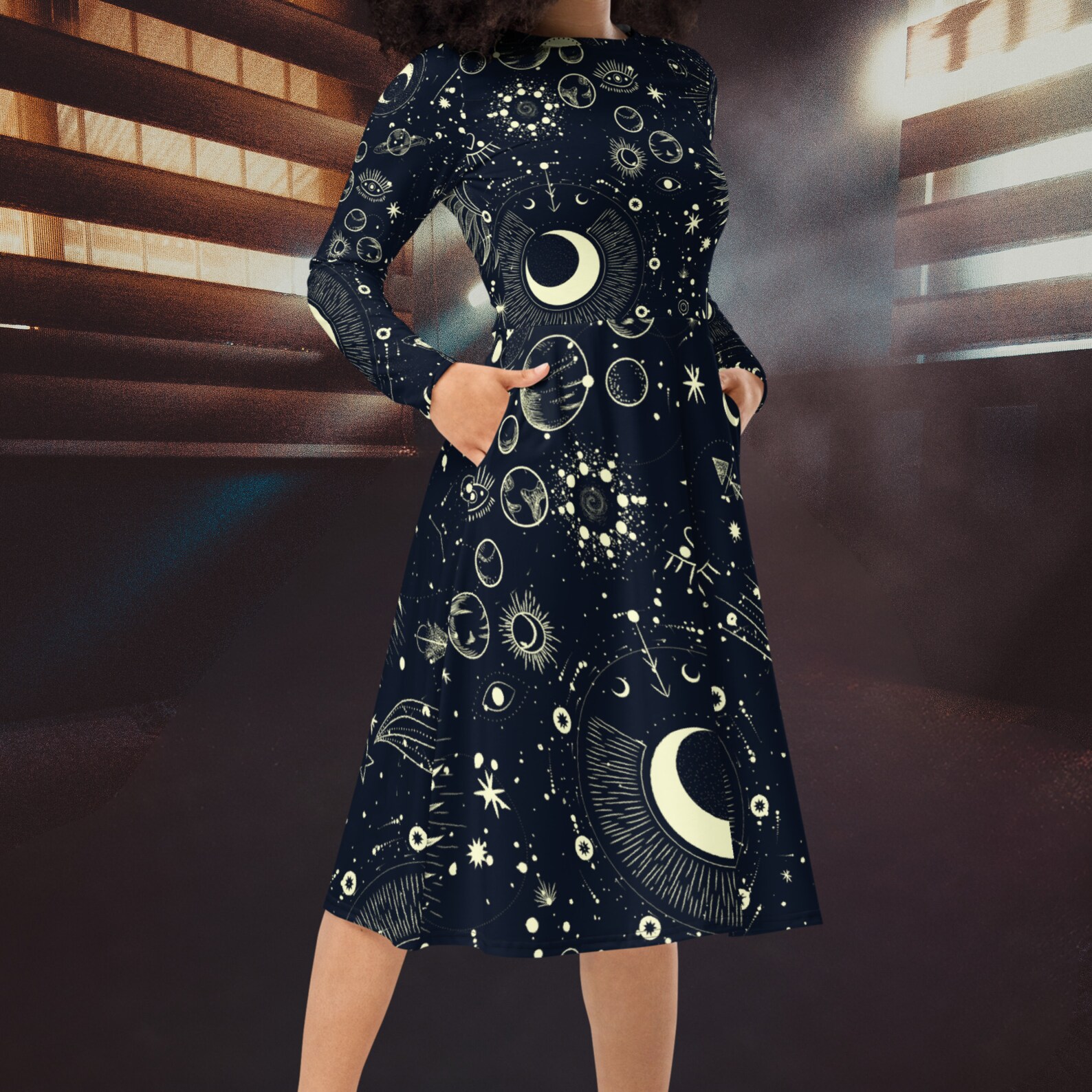 Celestial Galaxy Witch Dress | Halloween Costume | Black Moon Dress ...