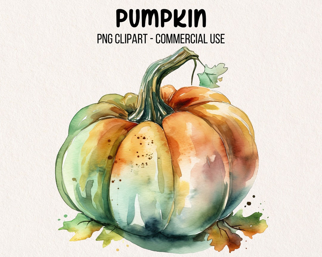 Colorful Pumpkin Watercolor Clipart Autumn Art Fall DIY - Etsy