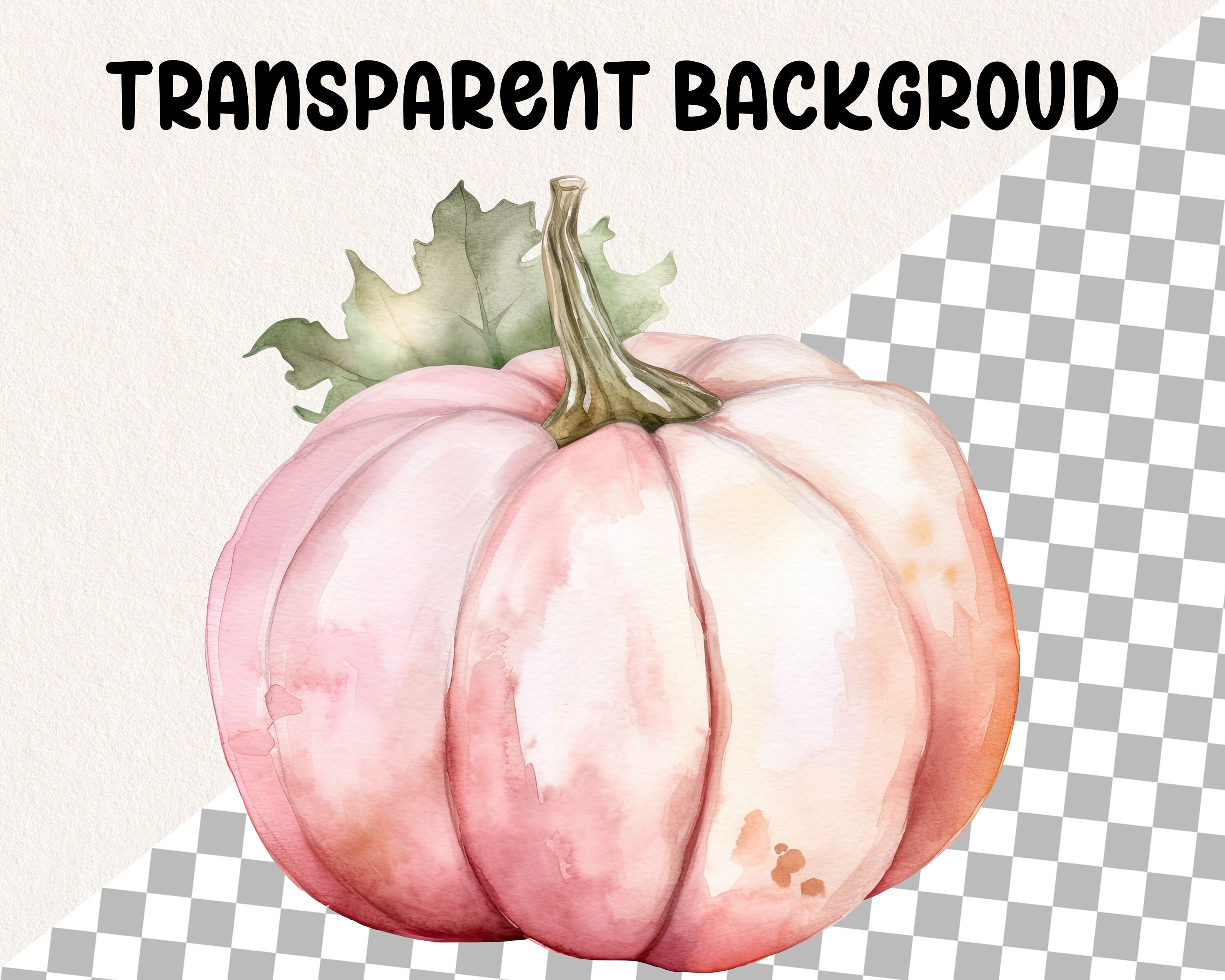 Light Pink Pumpkin PNG Watercolor Clipart Autumn Art Fall DIY Instant ...