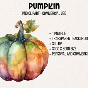 Rainbow Pumpkin PNG Watercolor Clipart Autumn Art Fall - Etsy