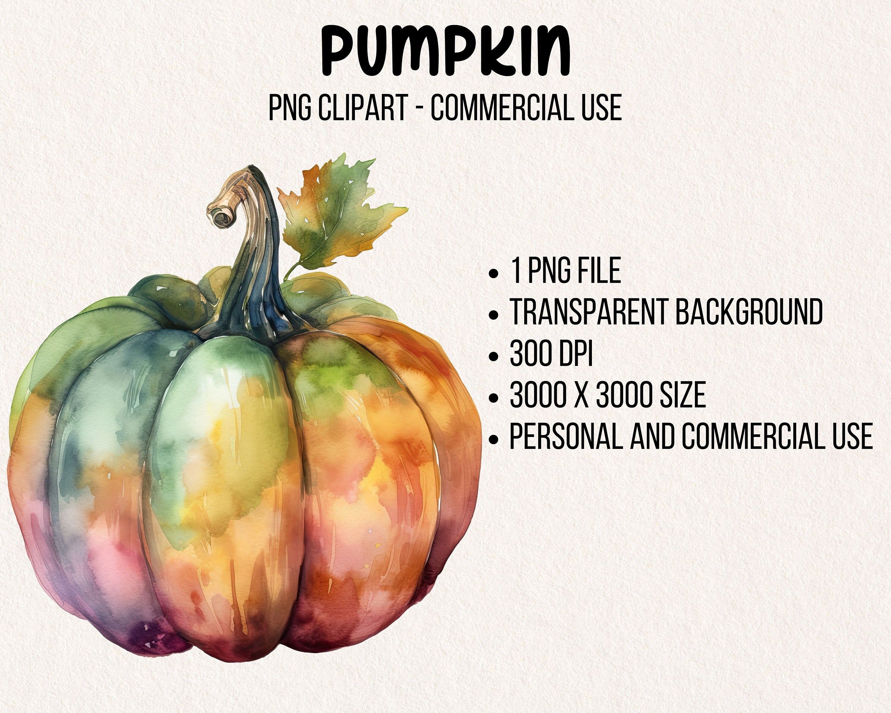 Rainbow Pumpkin PNG Watercolor Clipart Autumn Art Fall - Etsy