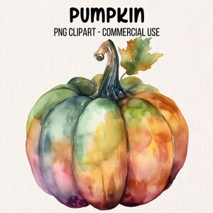 Rainbow Pumpkin PNG Watercolor Clipart Autumn Art Fall - Etsy