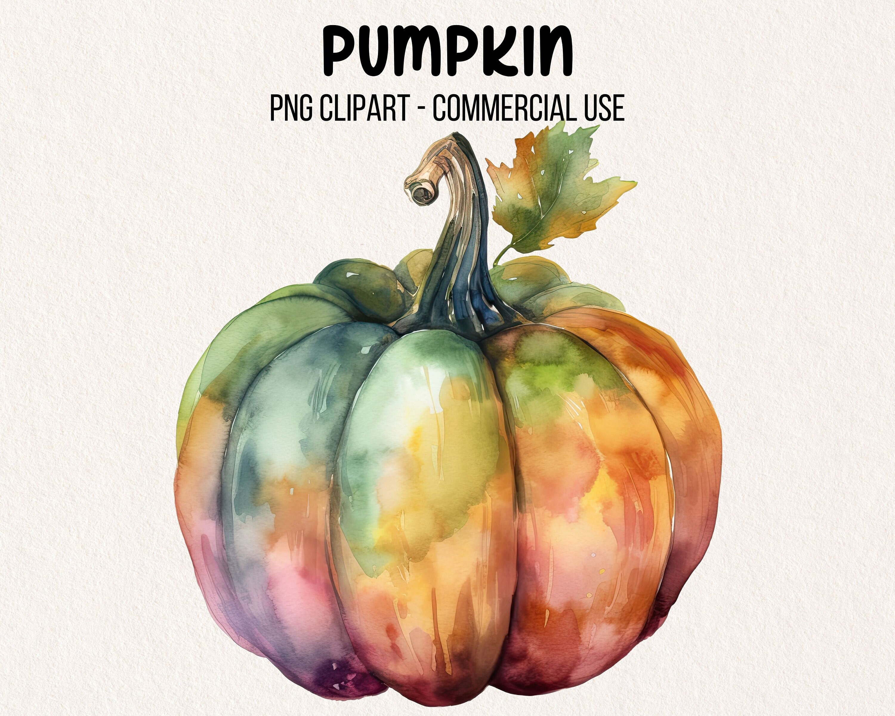 Rainbow Pumpkin PNG Watercolor Clipart Autumn Art Fall - Etsy