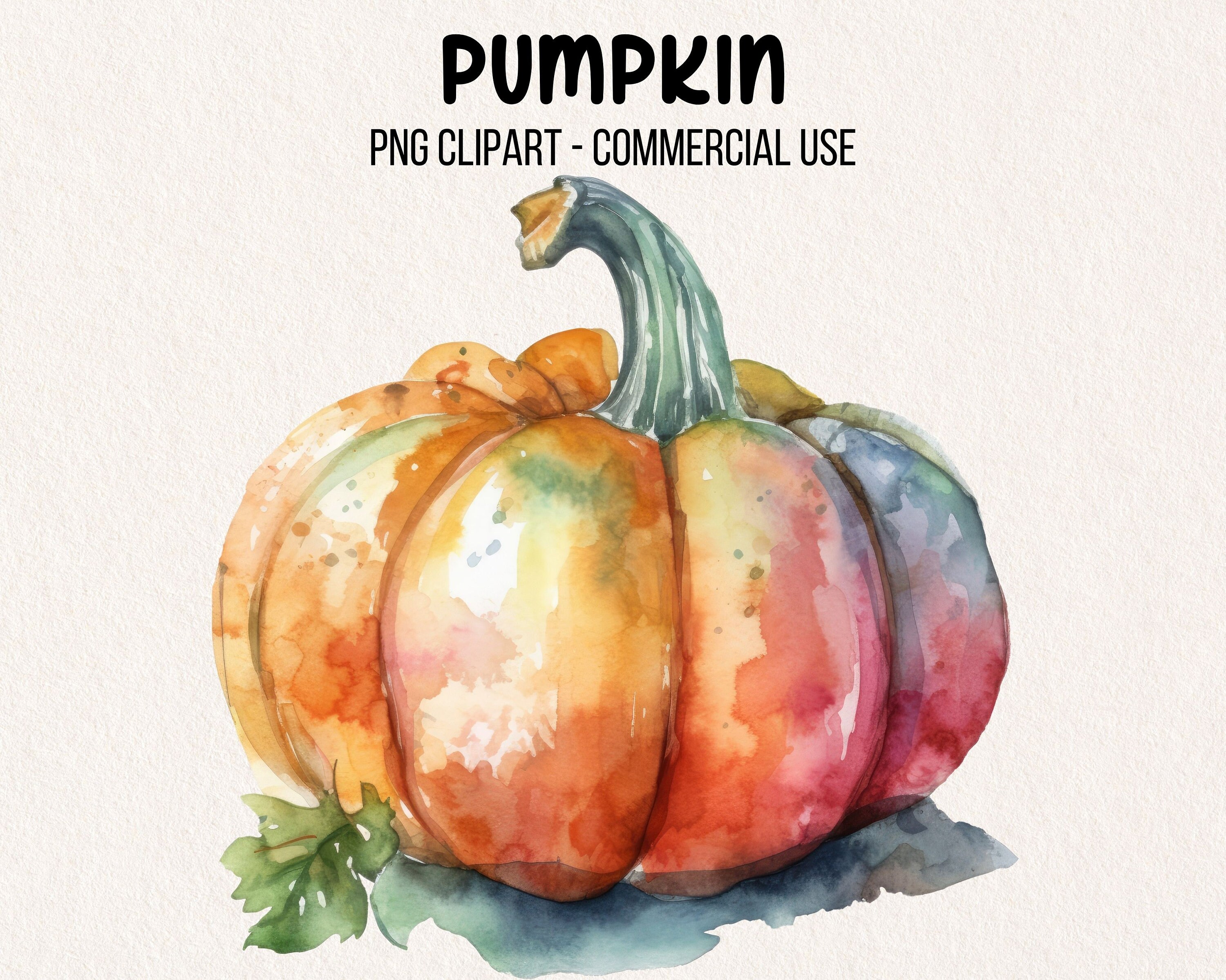Rainbow Pumpkin Watercolor Clipart Autumn Art Fall DIY - Etsy