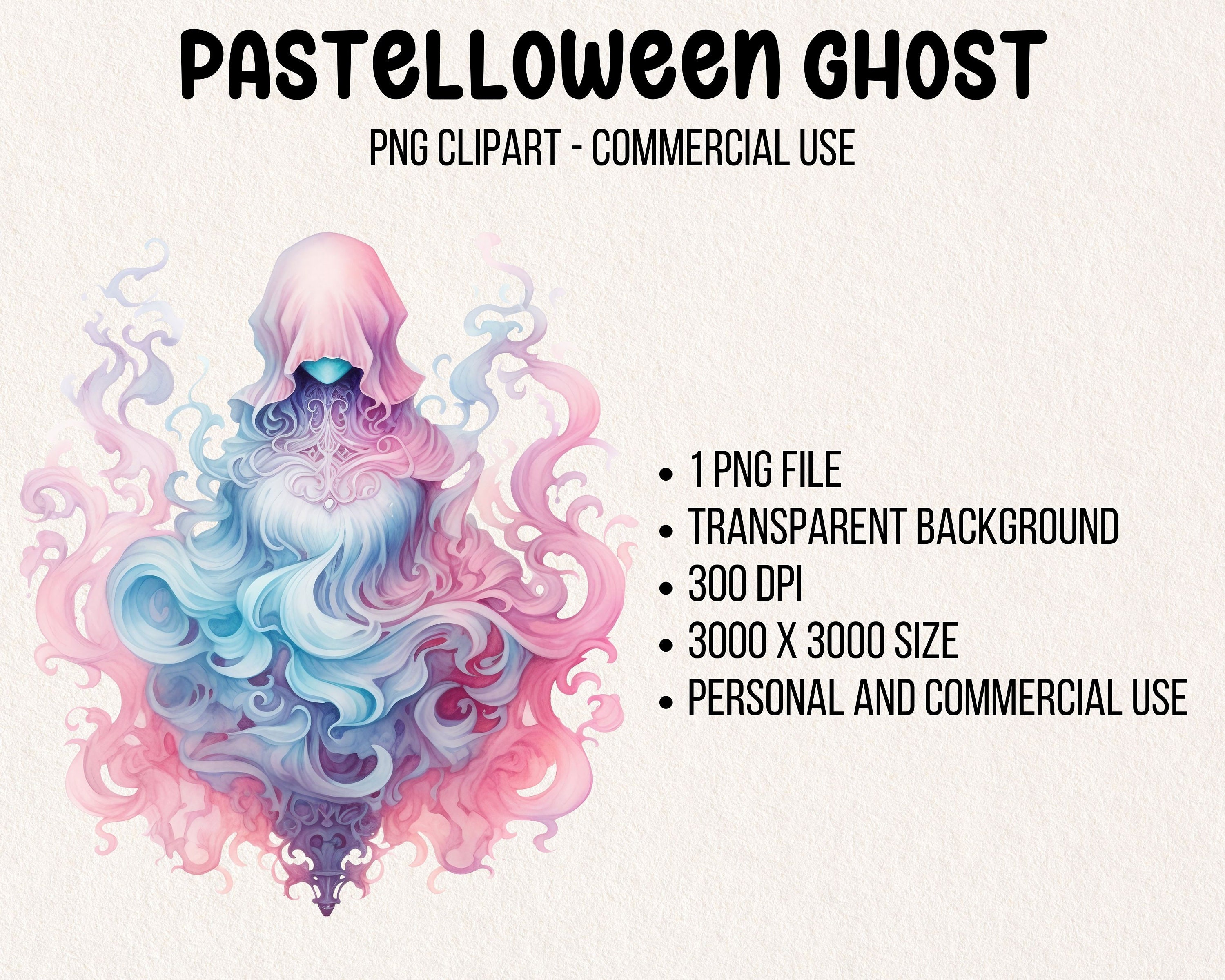 Pastel Ghost PNG Clipart Pastel Halloween Clipart - Etsy
