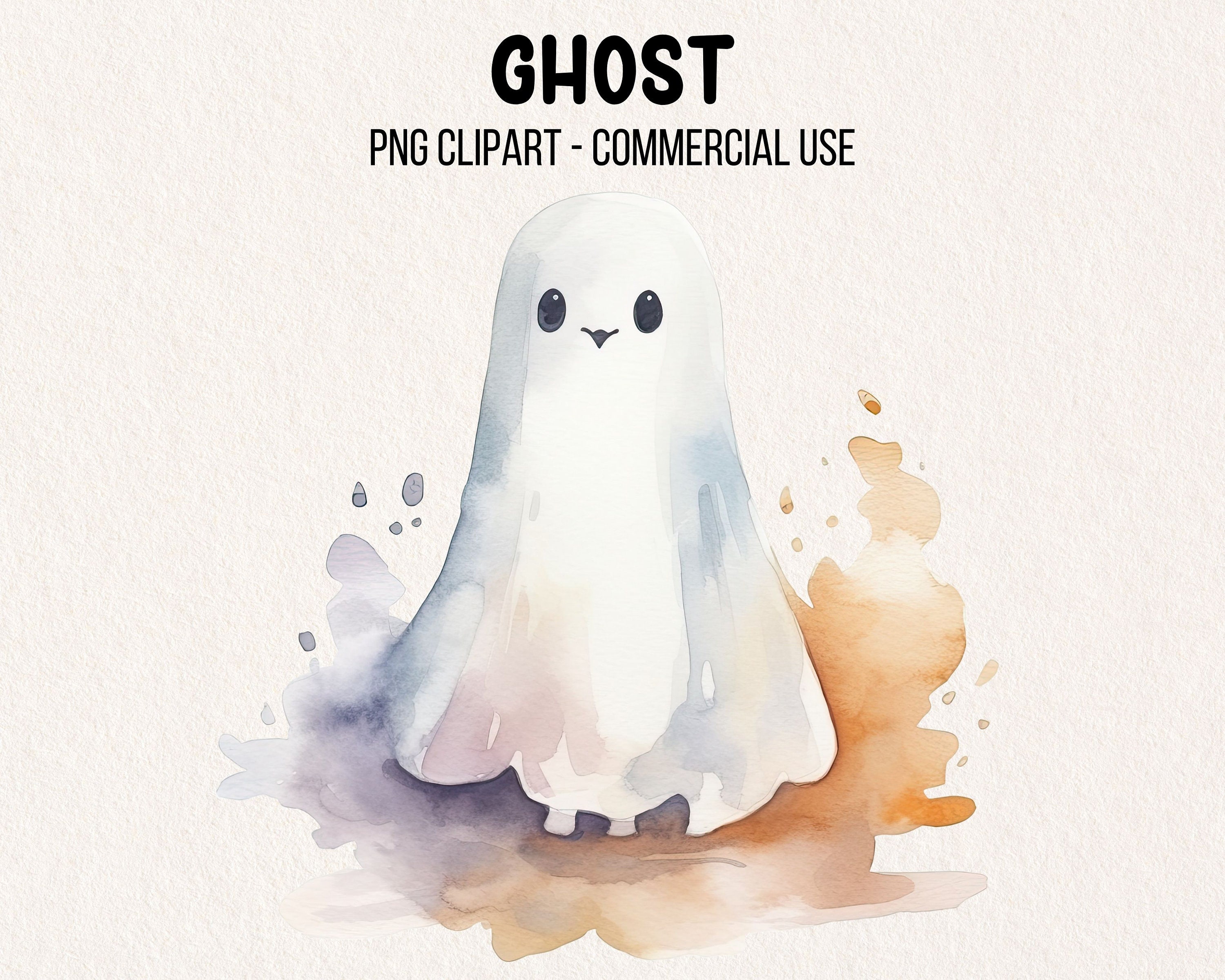 Watercolor Cute Ghost PNG Clipart Watercolor Halloween - Etsy