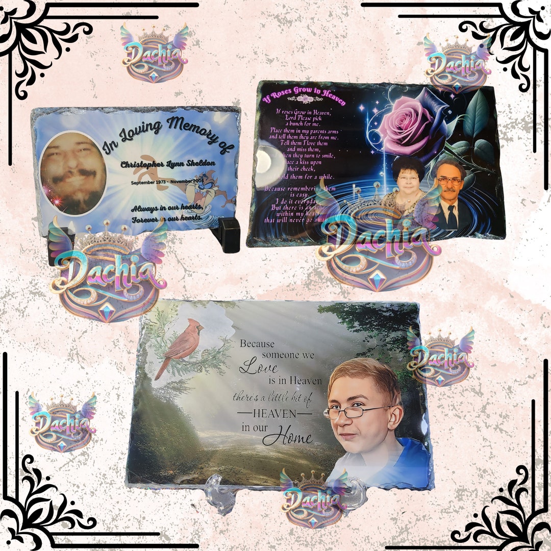 Custom Photo Stone Slate Plaque Memorial - Etsy