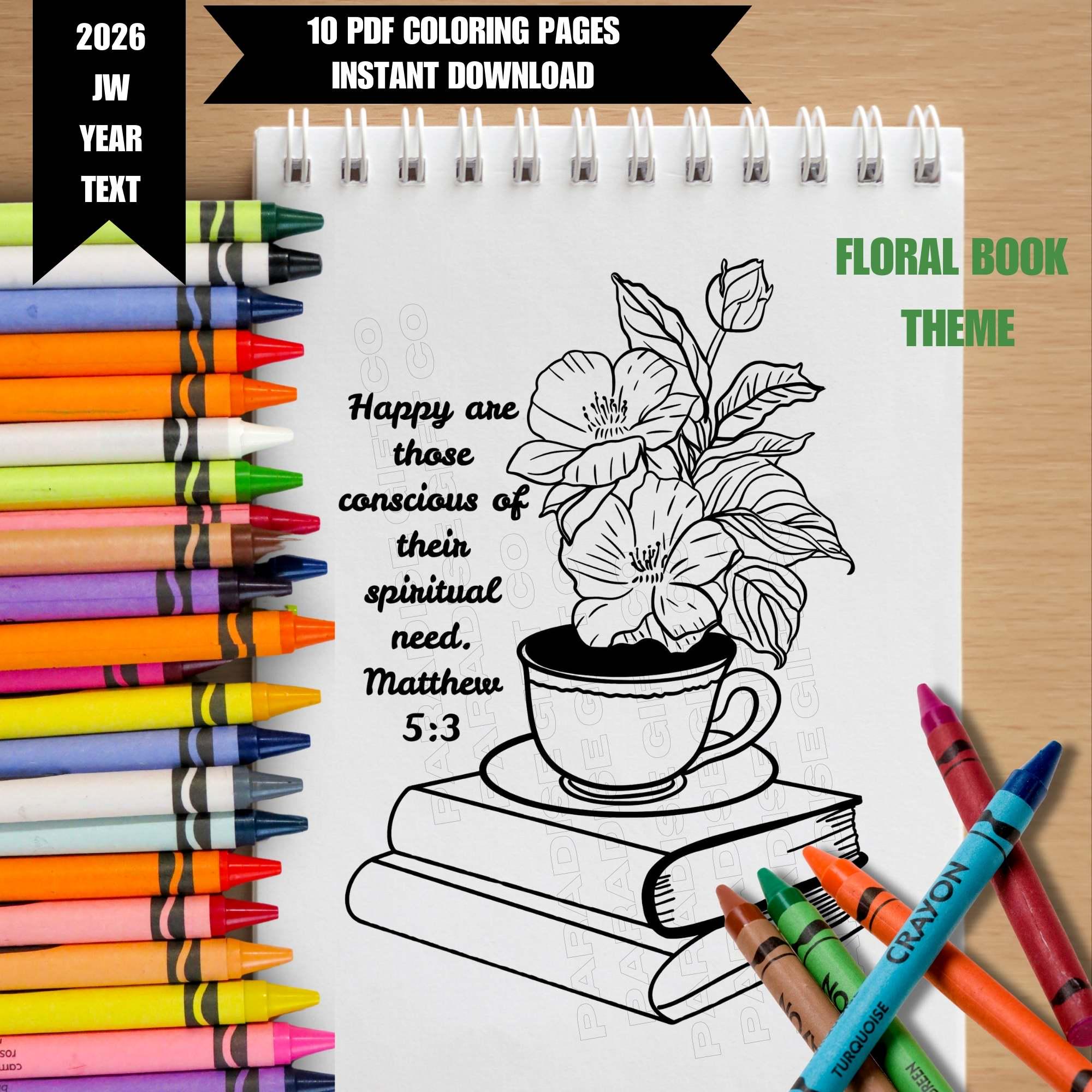 2026 JW Year Text Coloring Pages, Floral Theme (digital File) - Etsy