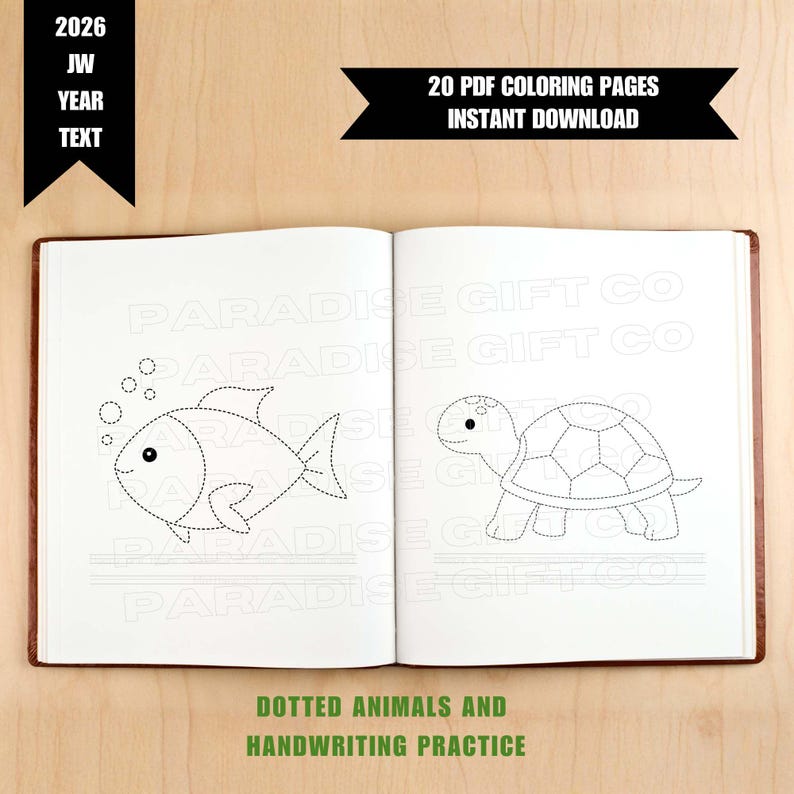 JW 2026 Year Text Kids Dotted Line Animal Tracing Handwriting Practice ...