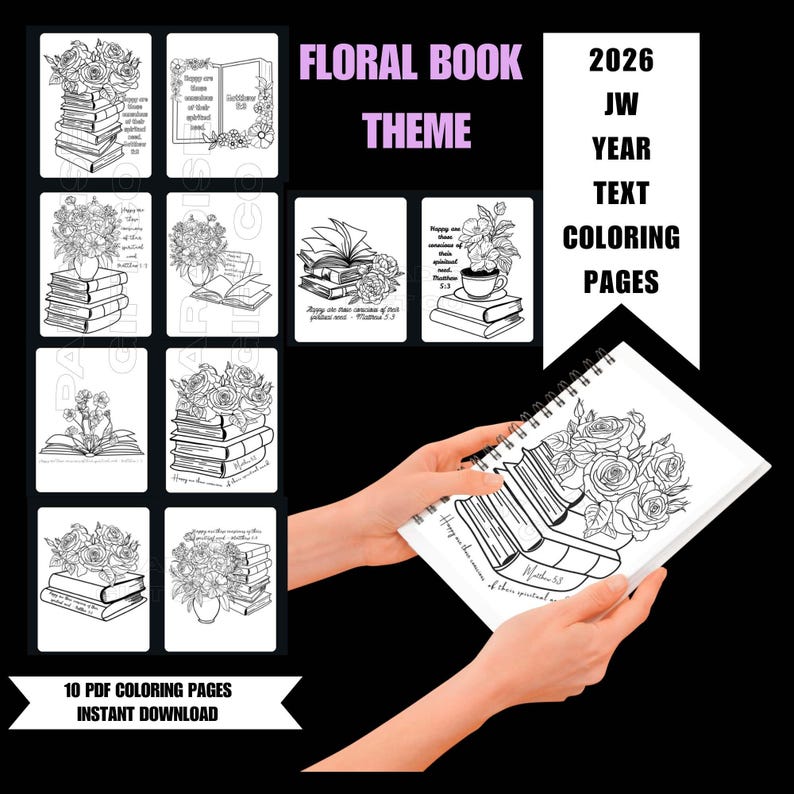 2026 JW Year Text Coloring Pages, Floral Theme (digital File) - Etsy