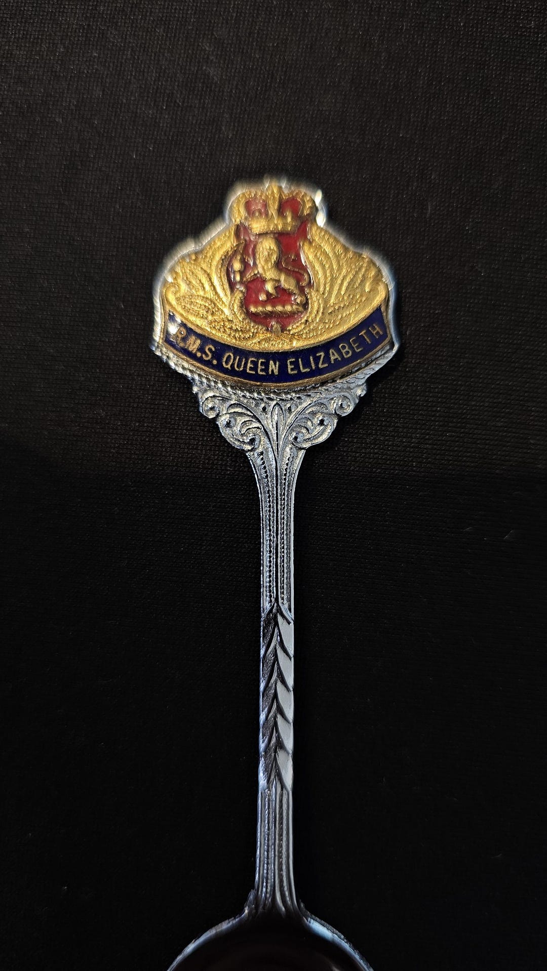 Vintage R.M.S Queen Elizabeth Sterling Silver Souvenir Collector Spoon ...