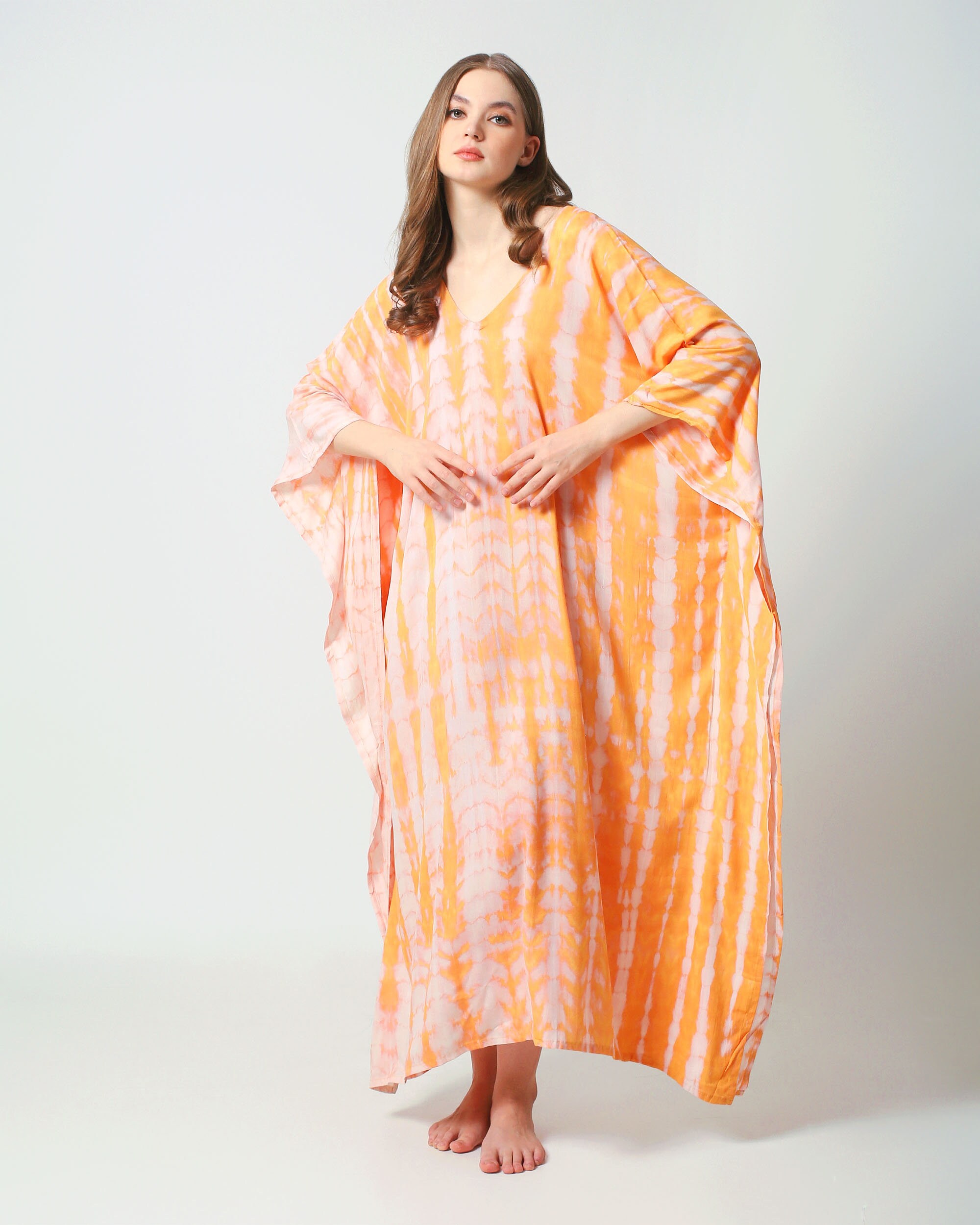 Long Kaftan Dress, Hand Twisted Tie Dye, Stylish Loungewear, Loose ...
