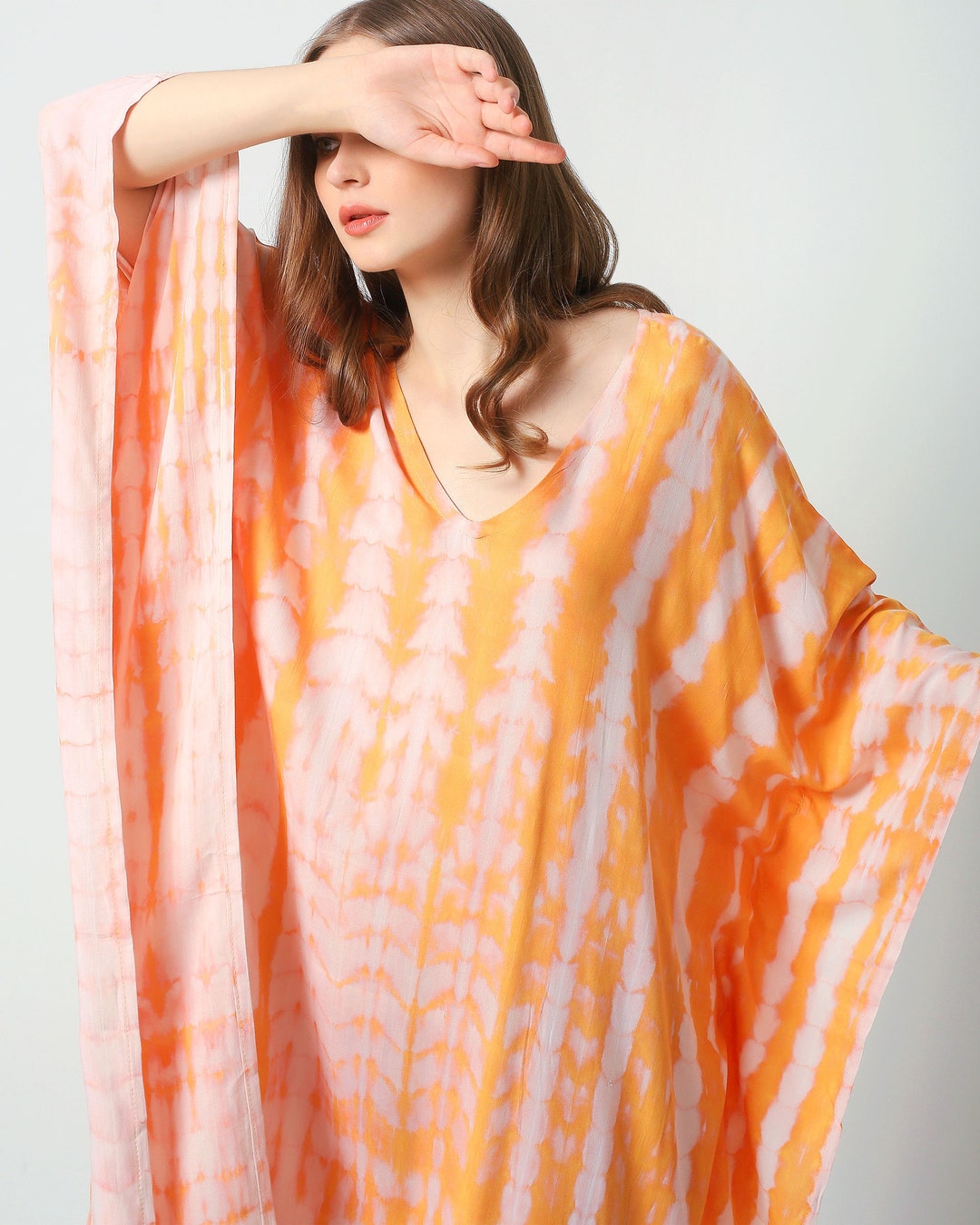 Long Kaftan Dress, Hand Twisted Tie Dye, Stylish Loungewear, Loose ...