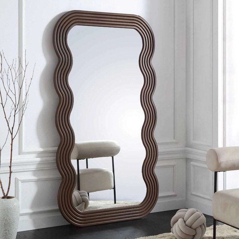 Irregular Curvy Floor Mirror Long Wave Full Body Mirror - Etsy