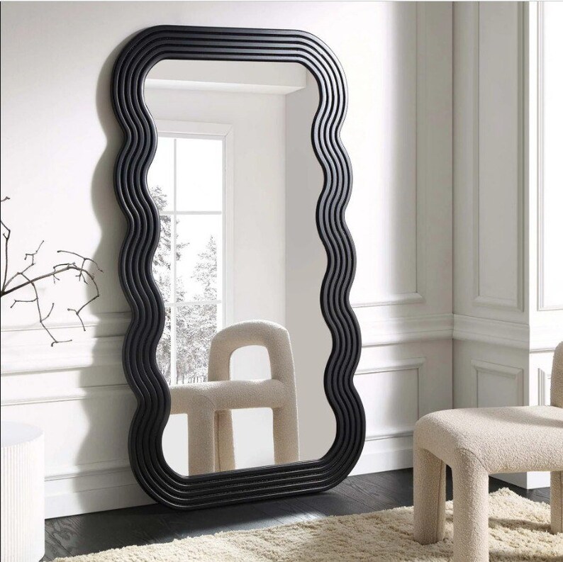 Irregular Curvy Floor Mirror Long Wave Full Body Mirror - Etsy