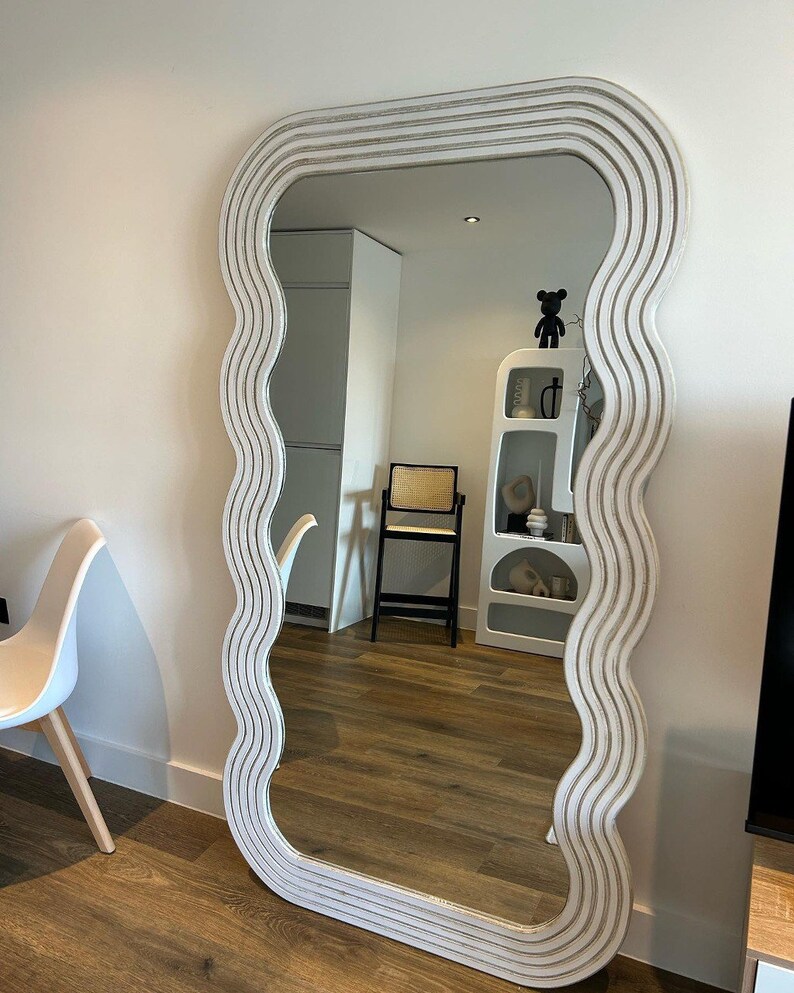 Irregular Curvy Floor Mirror Long Wave Full Body Mirror - Etsy