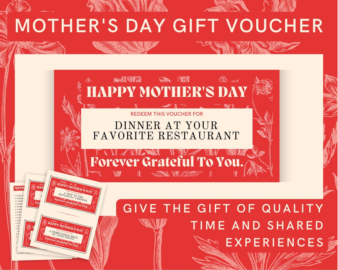 Customizable Mother's Day Gift Voucher | Gift Coupon Printable ...