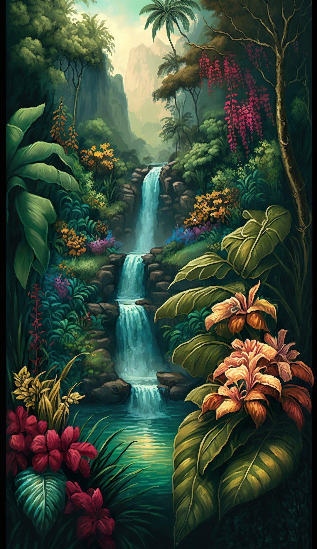 Forest Water Fall Art- Ai Paint - Digital Portrait - Printable - AI ...