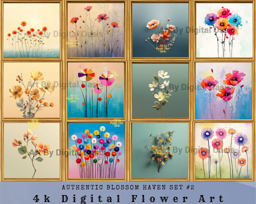 Blossom Flower Art Digital Download for Event Gift Art Set for Decor ...