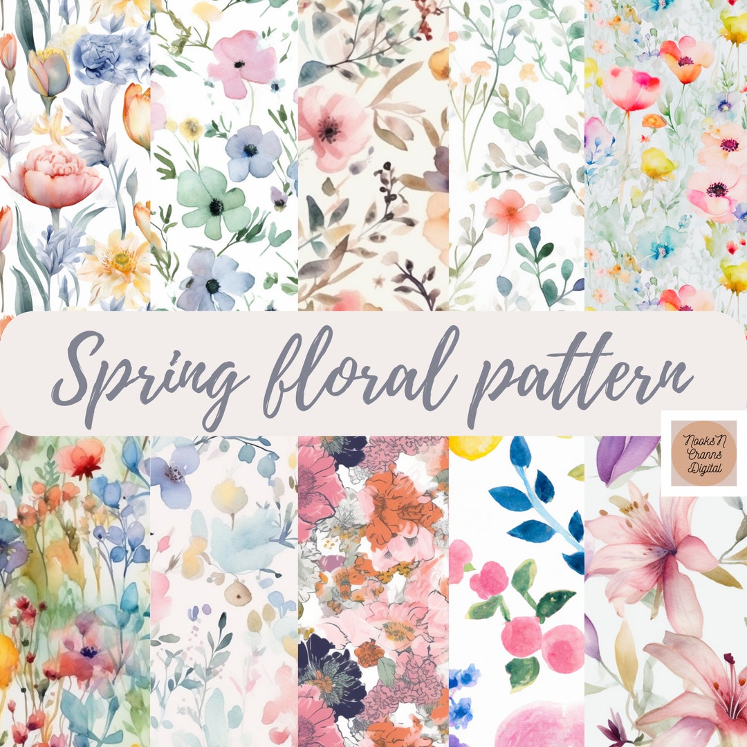 Spring Floral Digital Paper,seamless Pattern,watercolor Flower Patterns ...