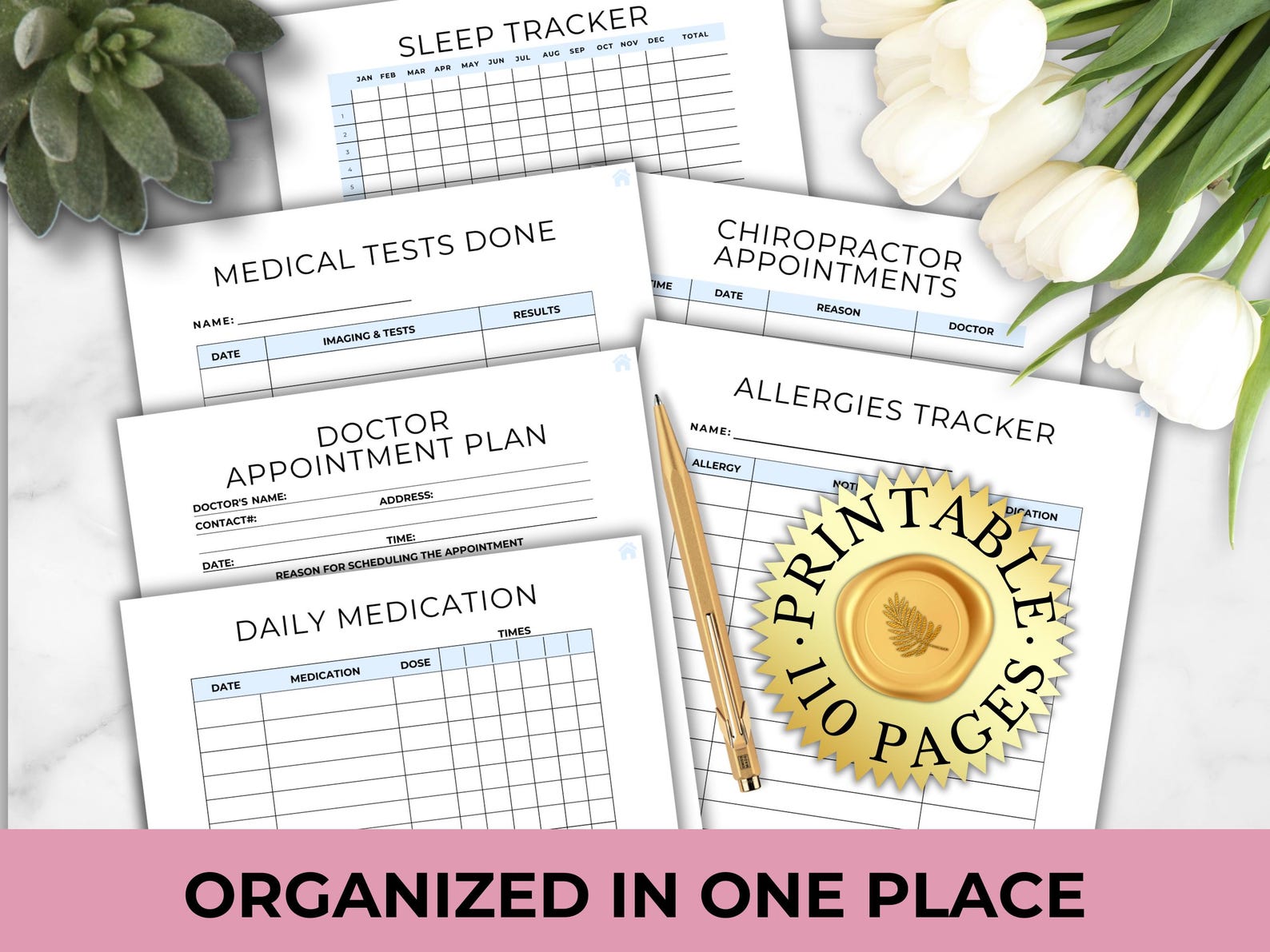 Health Wellness Planner, Printable Pages, Weight Medication Tracker ...