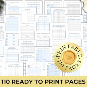 Medical Planner, Printable Pages, Medication Tracker,blood Pressure Log ...