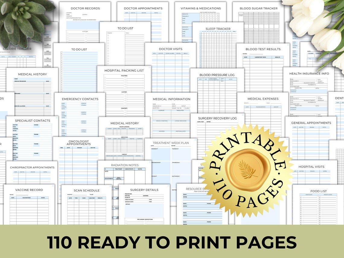 Medical History Planner, Printable Binder,medical Records,chronic ...