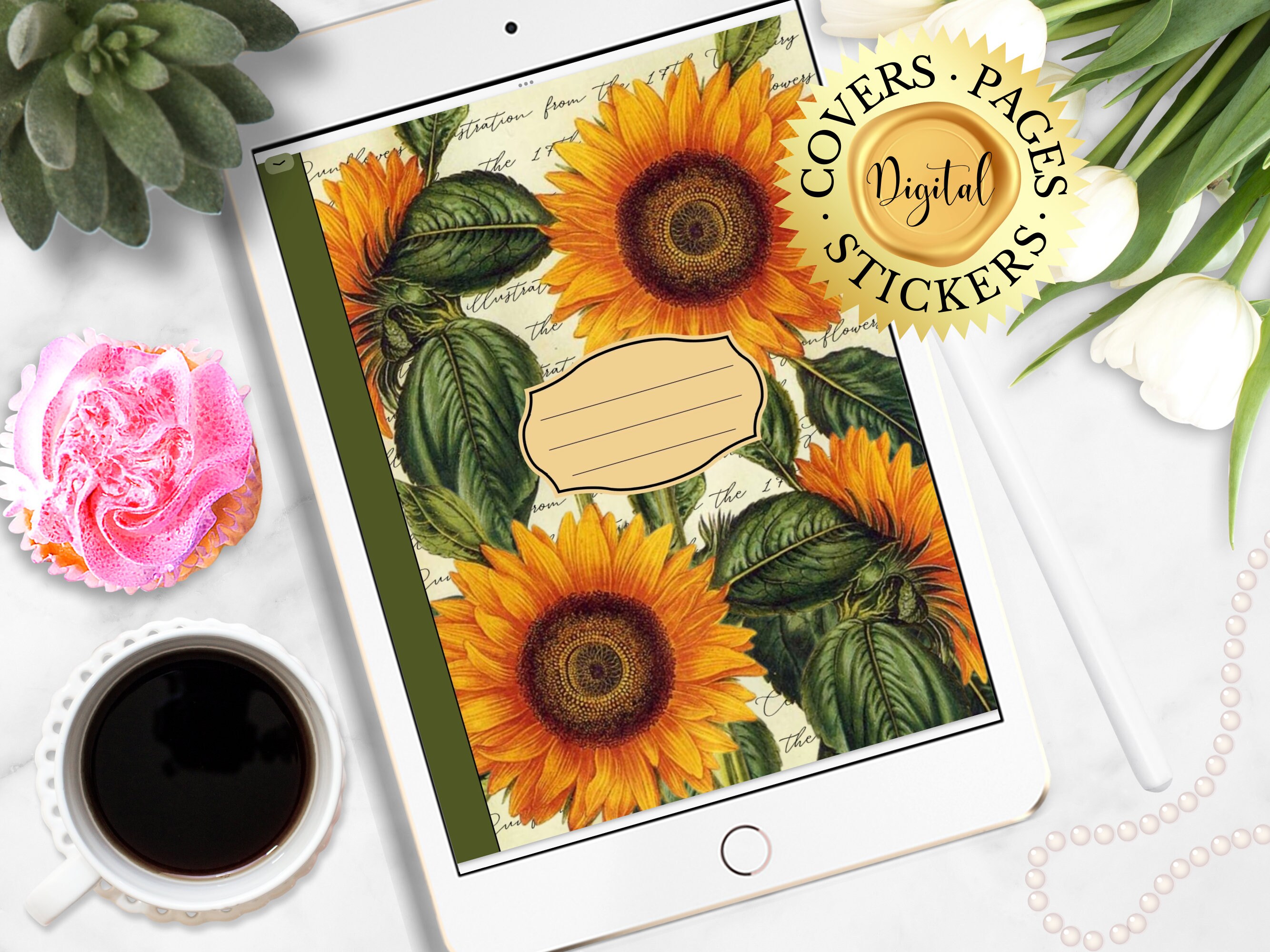 60 Digital Goodnotes Notebook Covers Pages Stickers, iPad Planners ...
