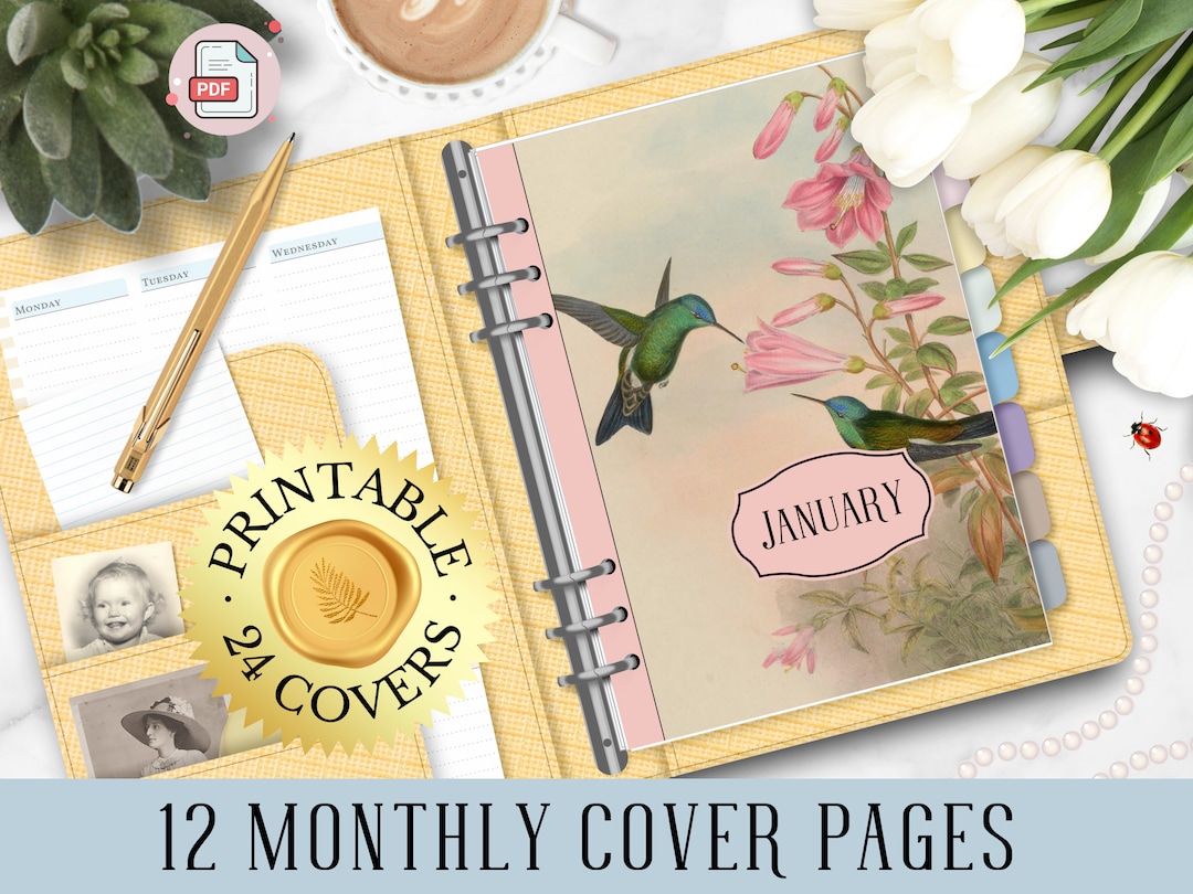 12 Monthly Cover Pages, A5 Journal Monthly Title Page Template, Monthly ...