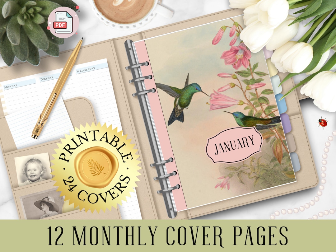 12 Monthly Cover Pages, A5 Journal Monthly Title Page Template, Monthly ...
