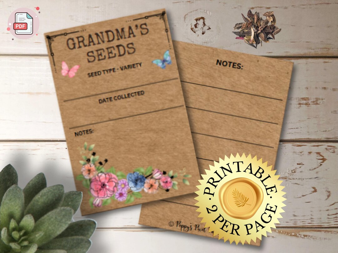 Seed Packet Printable Template, Seed Saving Envelope Printable, Seed ...