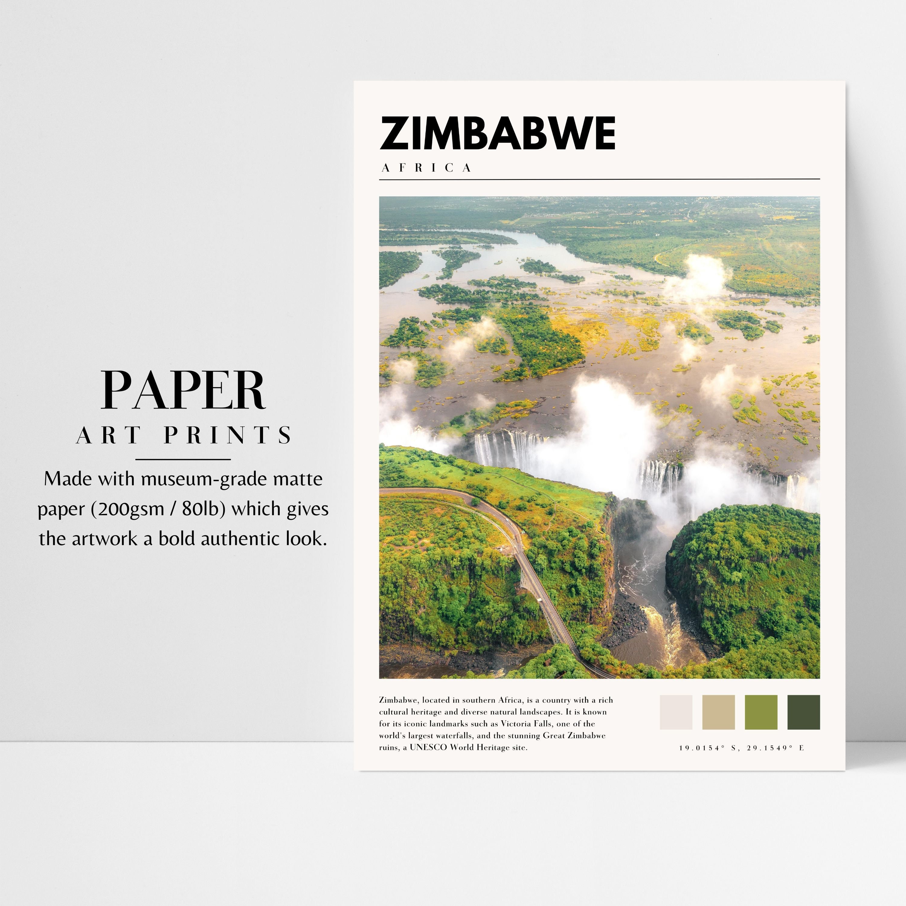 Zimbabwe Print Zimbabwe Africa Poster Zimbabwe Wall Art Zimbabwe ...