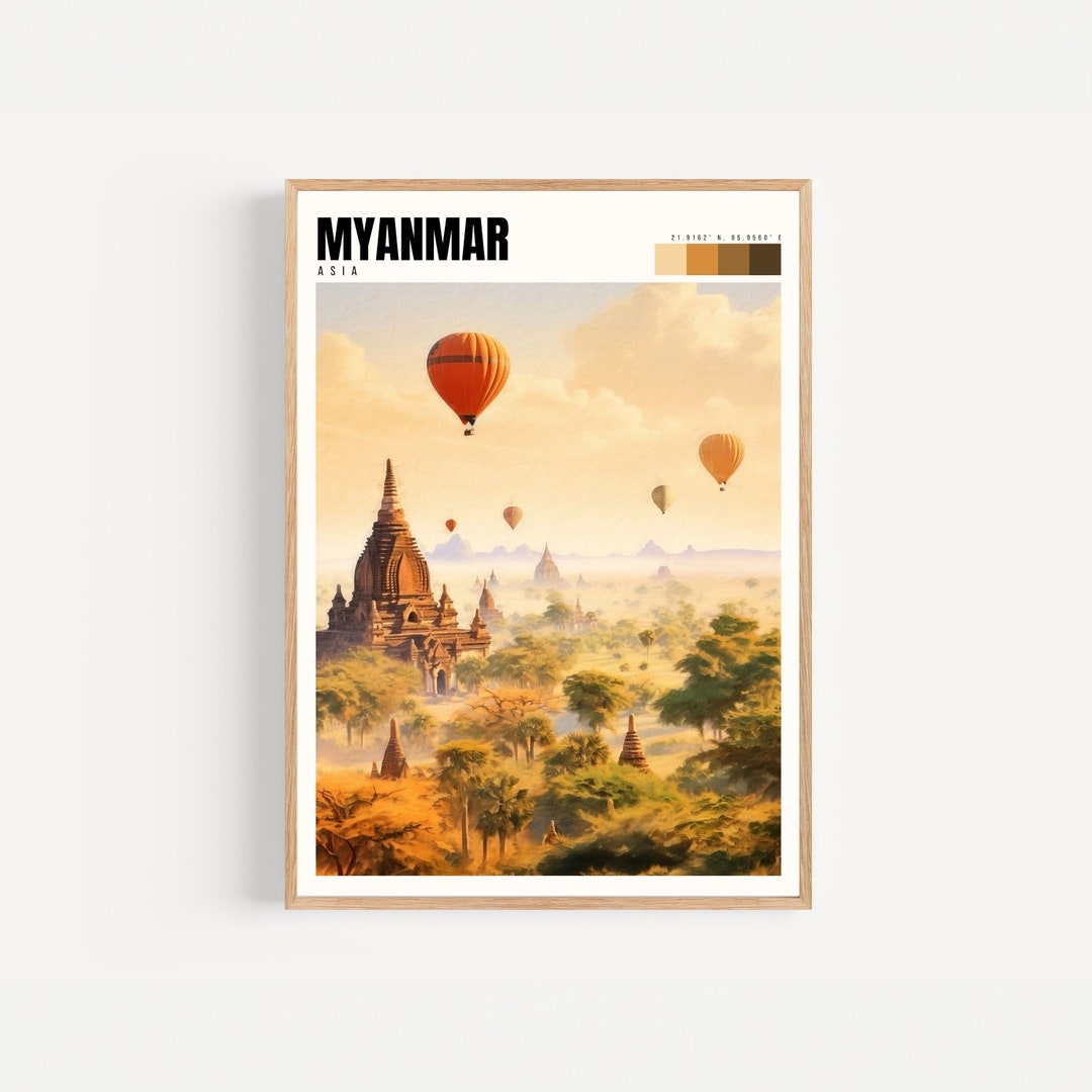 Myanmar Print Myanmar Poster Myanmar Wall Art Myanmar Painting Myanmar ...