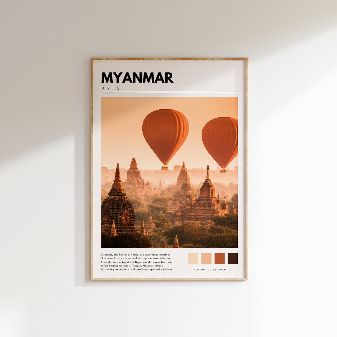 Myanmar Print | Myanmar Burma Poster | Myanmar Yangon Bagan Wall Art ...