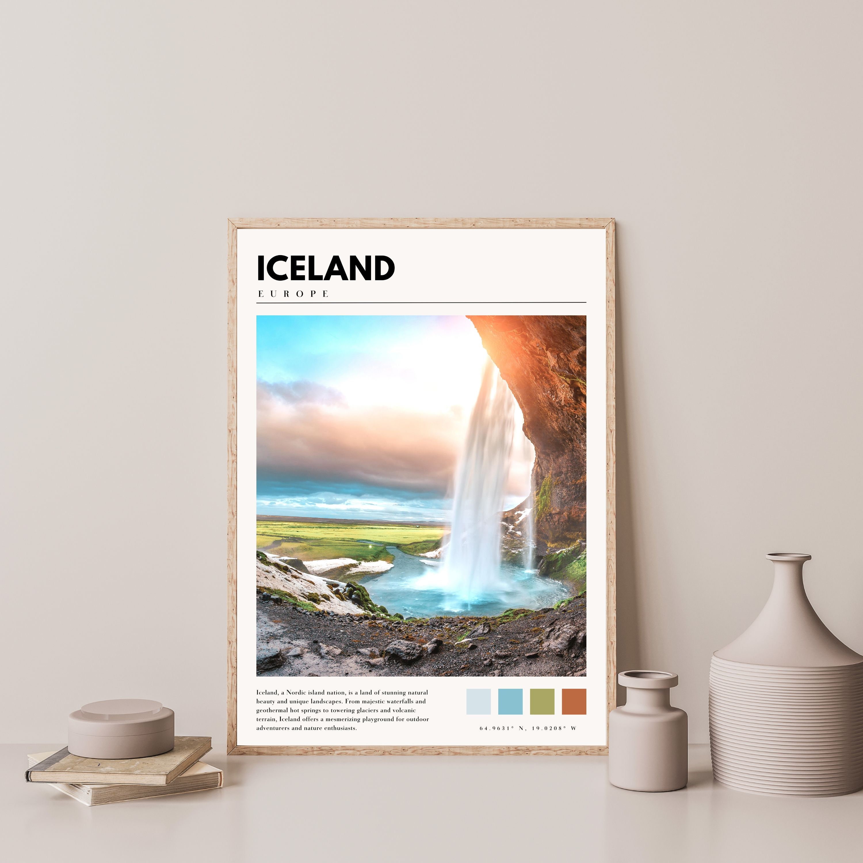 Iceland Print | Iceland Wall Art | Iceland Poster | Iceland Waterfall ...