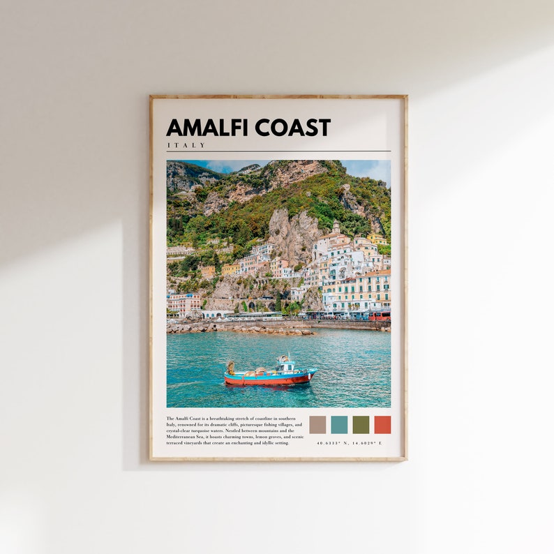 Amalfi Coast Print | Italian Coastal Poster | Italy Wall Art | Amalfi ...