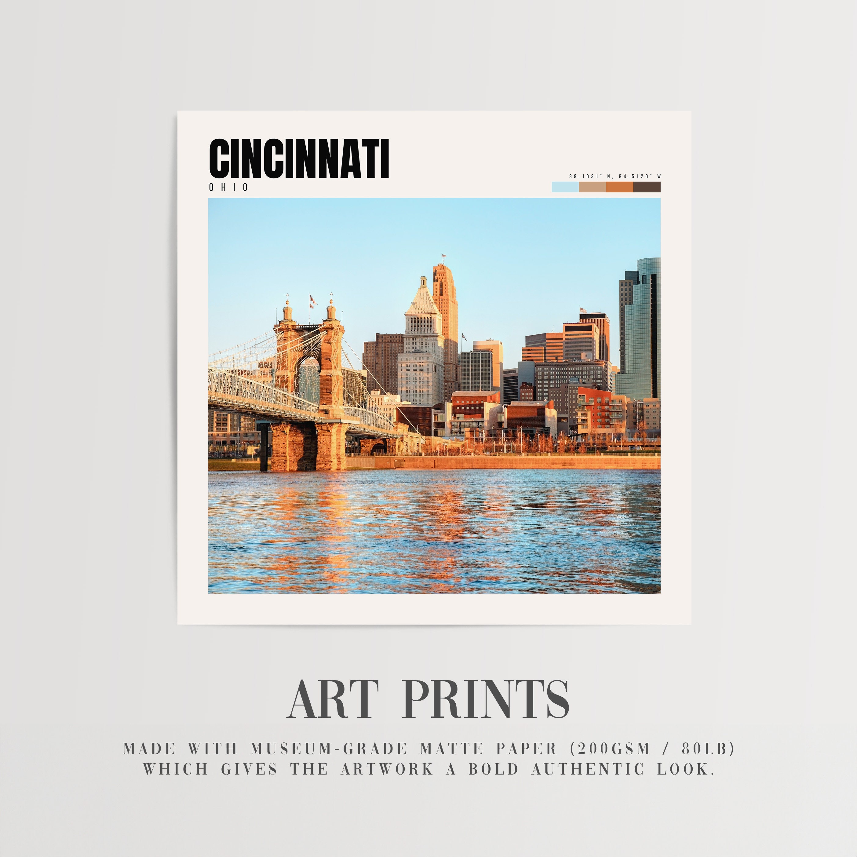 Cincinnati Print Cincinnati Ohio Poster Cincinnati Wall Art Cincinnati ...