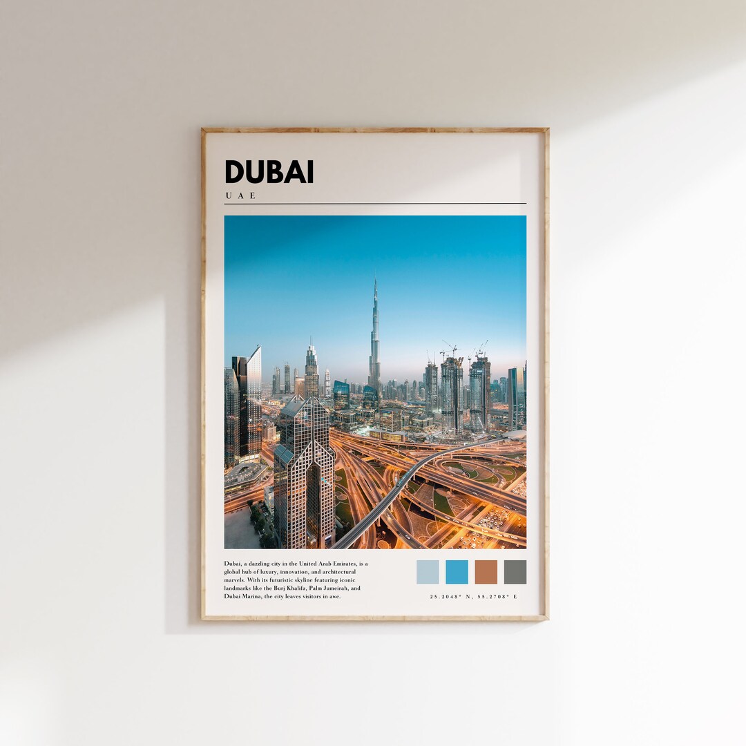 Dubai Print Dubai United Arab Emirates Poster Dubai UAE Wall Art Dubai ...