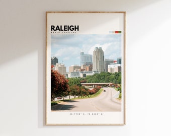 Raleigh Skyline Raleigh North Carolina Cityscape Art Print - Etsy