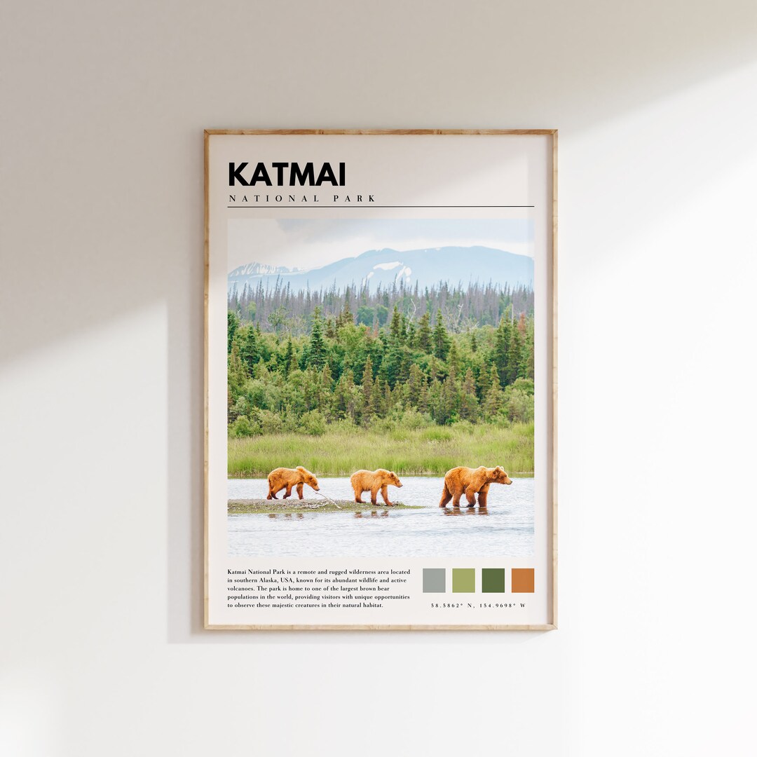 Katmai Print | Katmai National Park Poster | Katmai Alaska Bear ...